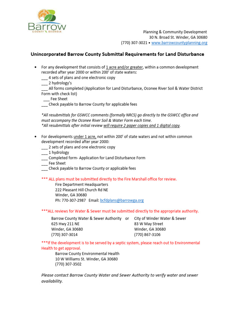 Barrow County Land Disturbance Permit Guide | PDF | Earth Sciences