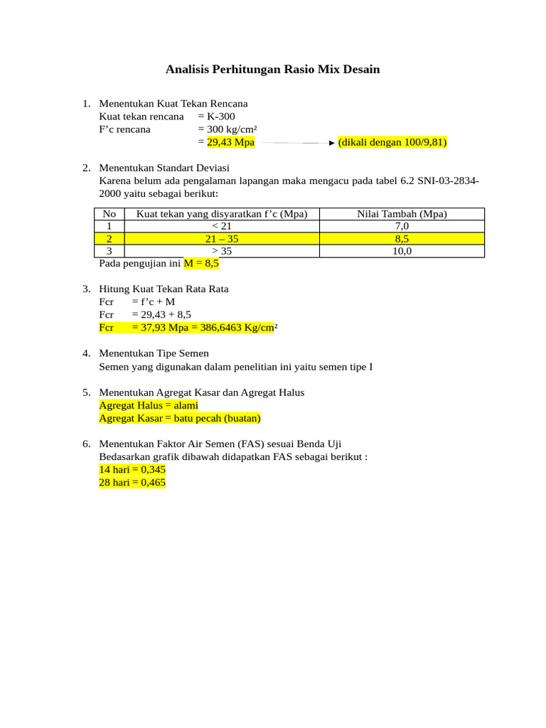 Analisis Rasio Campuran Beton K-300 | PDF