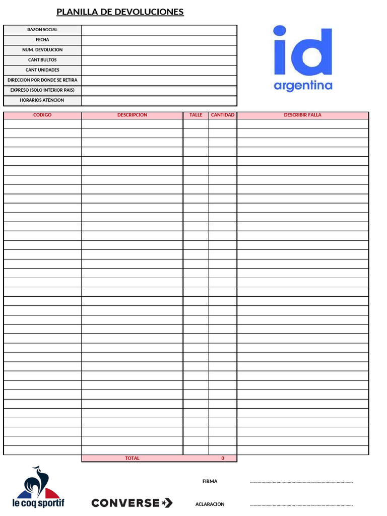 Formulario Devolucion en Blanco | PDF