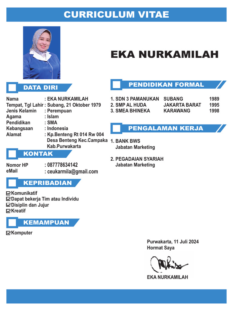 CV & Ijazah Eka Nurkamilah | PDF
