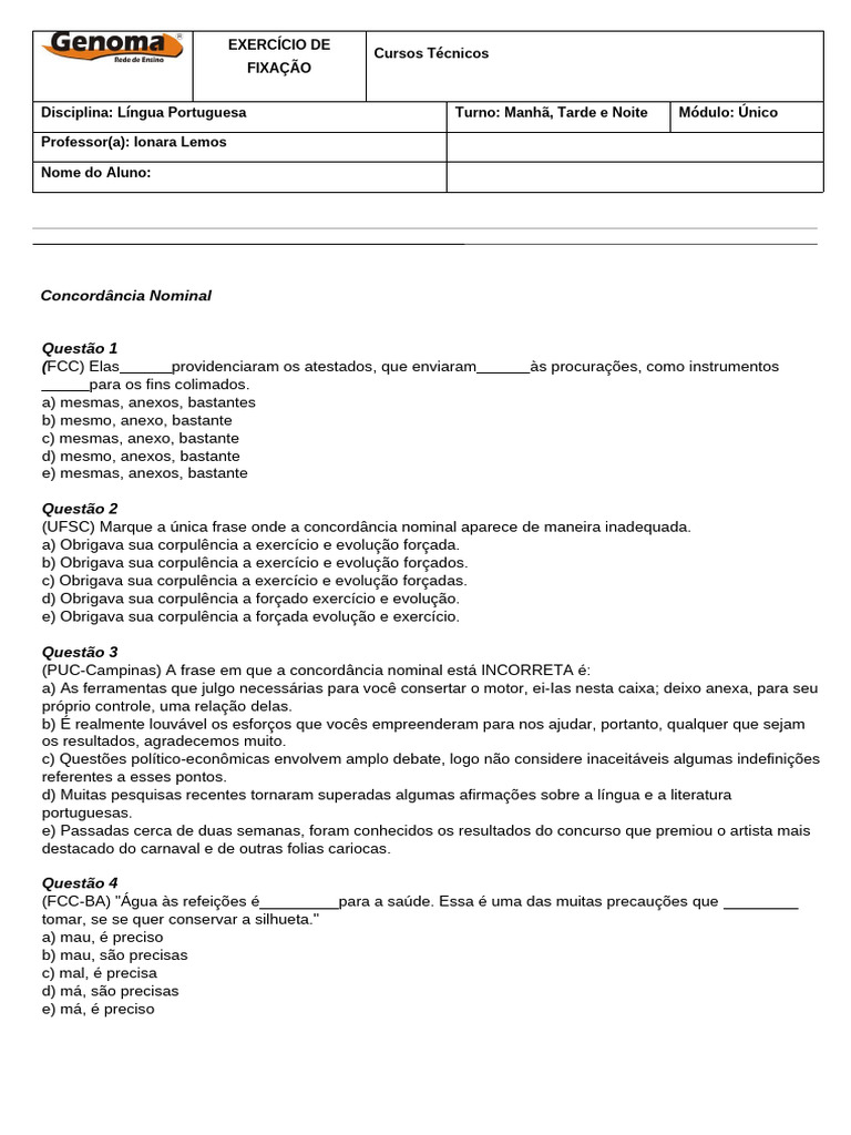 1_EXERCICIO_DE_CONCORDANCIA_NOMINAL | PDF
