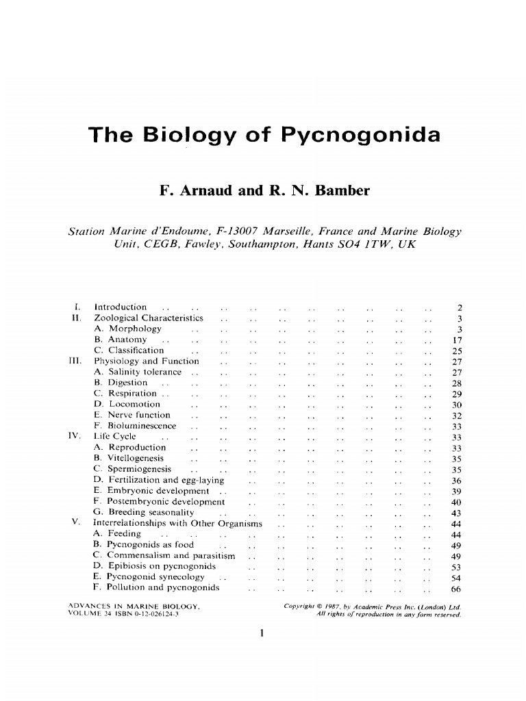 Biology of Sea Spiders (Pycnogonida) | PDF | Eye | Anatomical Terms Of ...