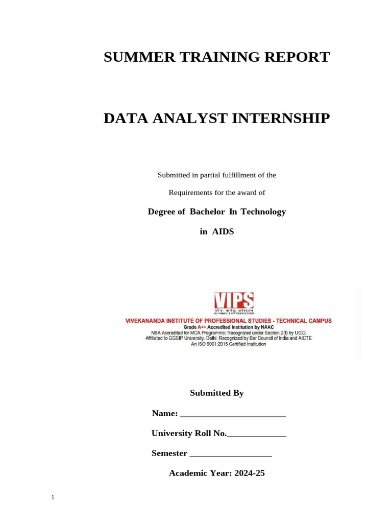 Summer Training Report 1 | PDF | Data Analysis | Software Testing