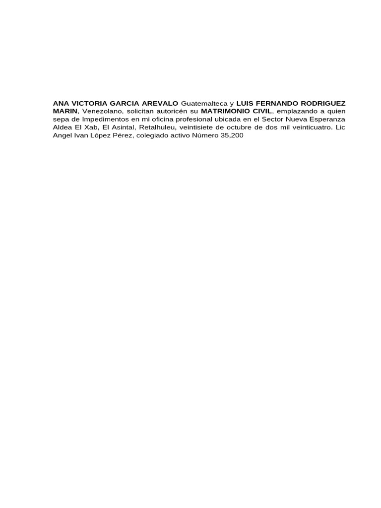 3 EDICTO de Aviso de Matrimonio | PDF