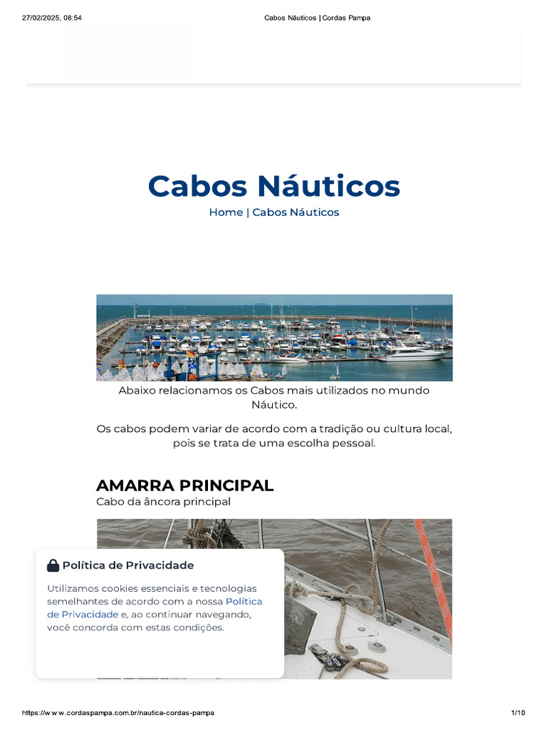 Cabos Náuticos - Cordas Pampa | PDF