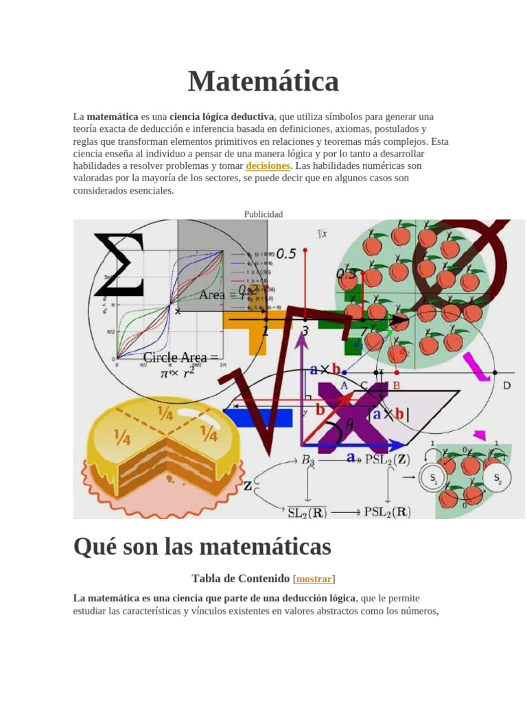 Qué es la matemática: Definición y Ramas | PDF | Matemáticas | Geometría