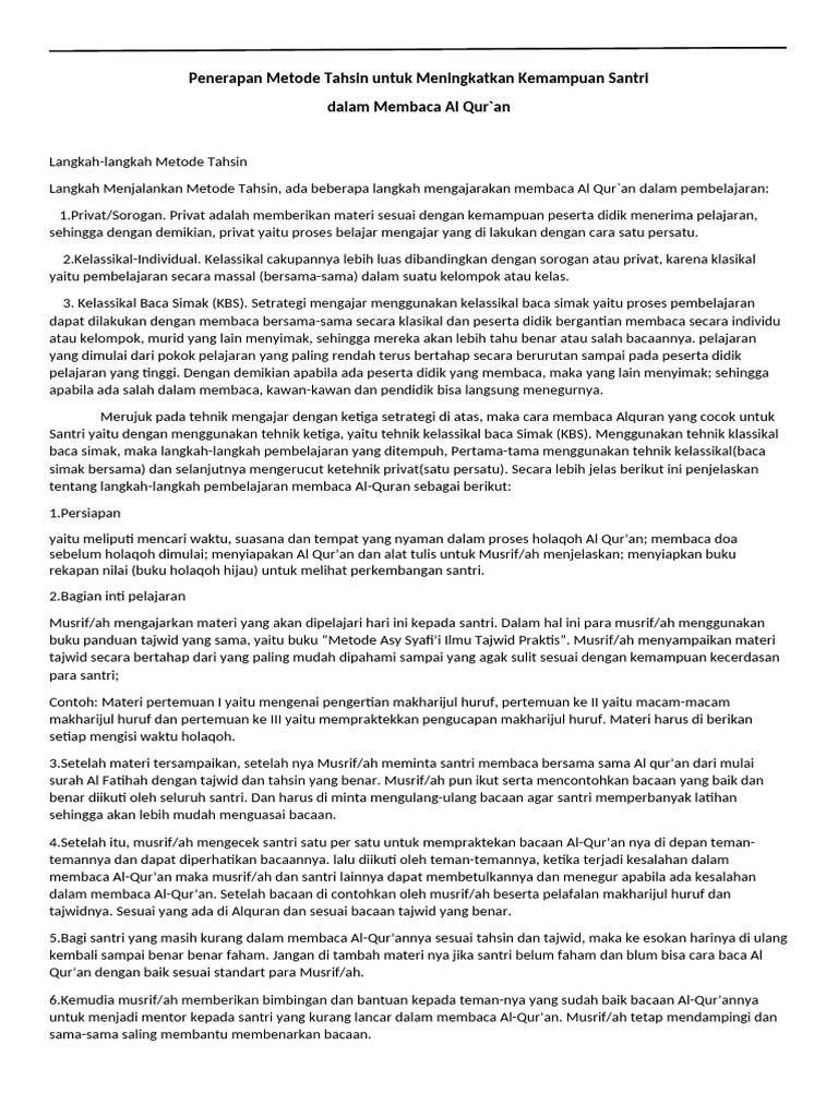 Metode Tahsin Ramadhan | PDF