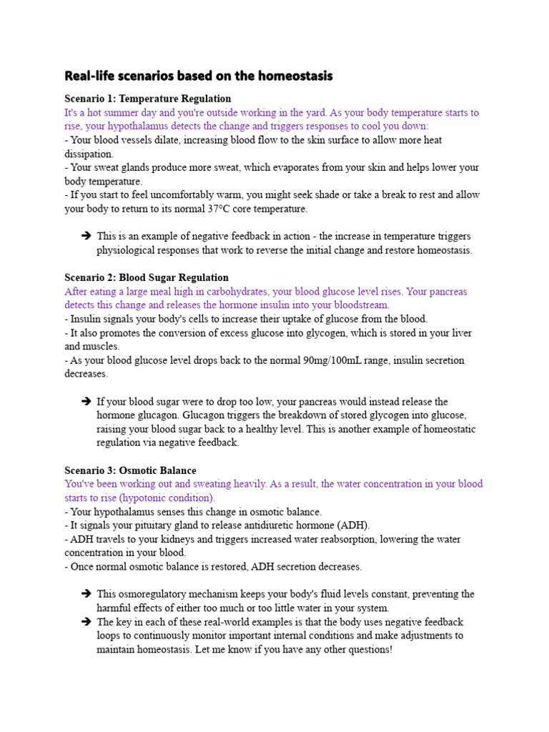 Real-Life Homeostasis Examples | PDF | Homeostasis | Glycogen