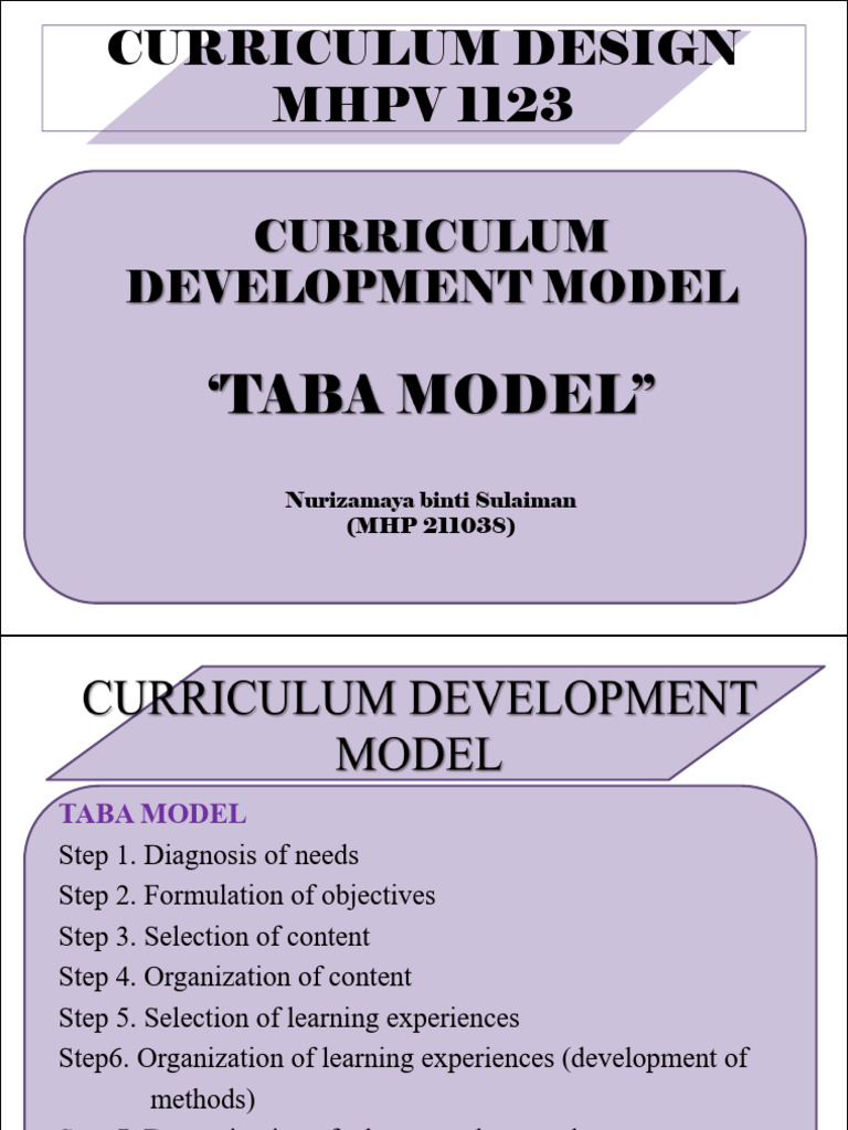 Taba Curriculum Development Model 1 | PDF