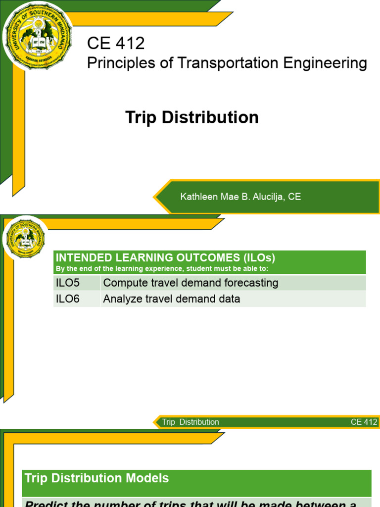 CE412 Trip Distribution | PDF | Statistical Theory | Applied Mathematics