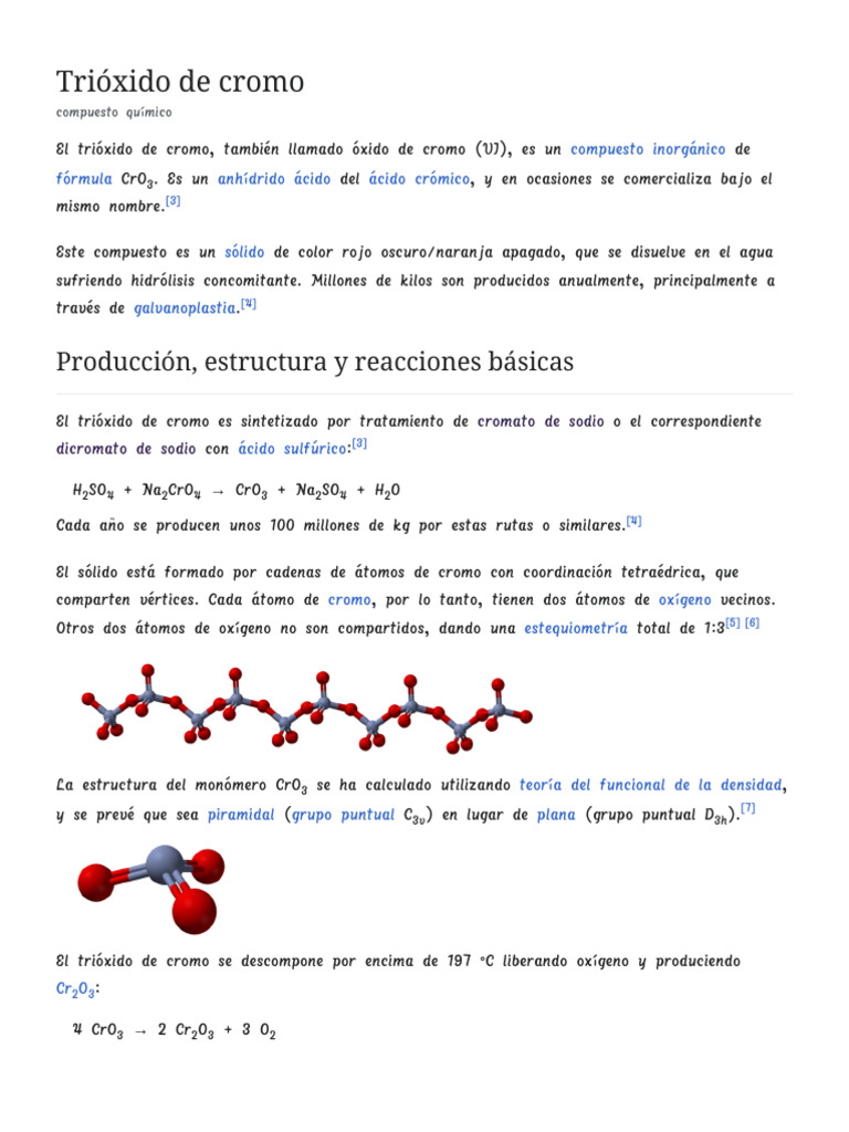 Trióxido de Cromo - Wikipedia, La Enciclopedia Libre | PDF | Sustancias ...