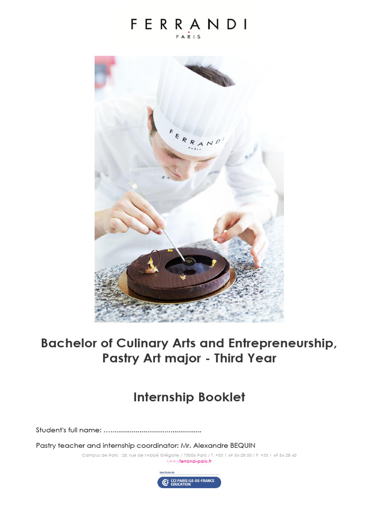 2024 2025 Internship Booklet Bachelor 3 Pastry AB | PDF | Bachelor's ...