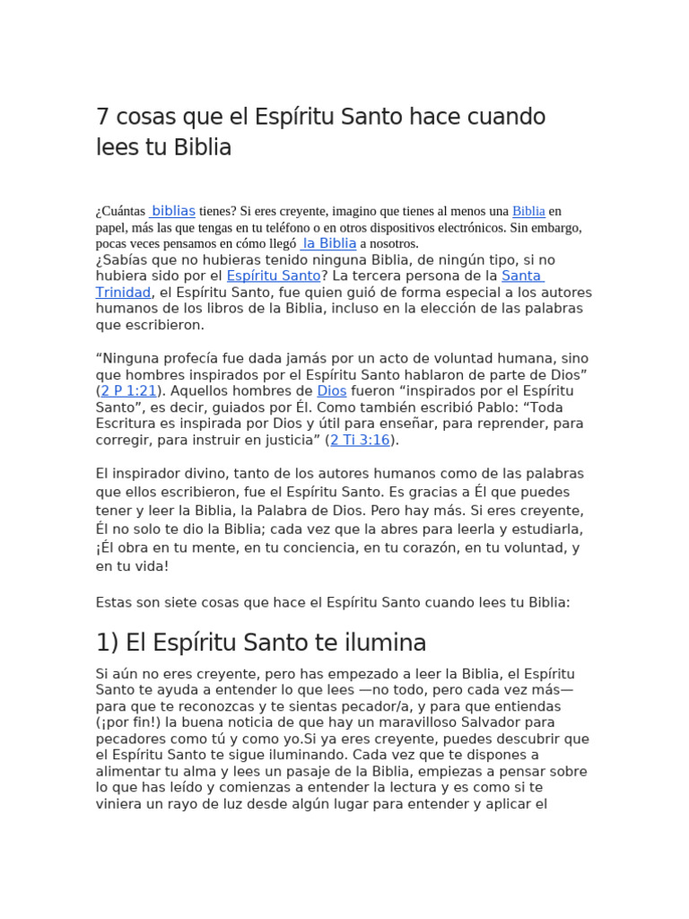 7 Cosas Q El Espiritu Hace | PDF | espíritu Santo | Pecado