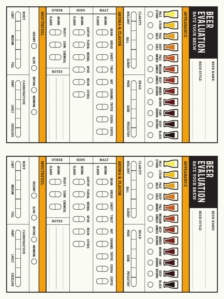 CAB Beer Tasting Sheet 2x | PDF | Beer | Hops