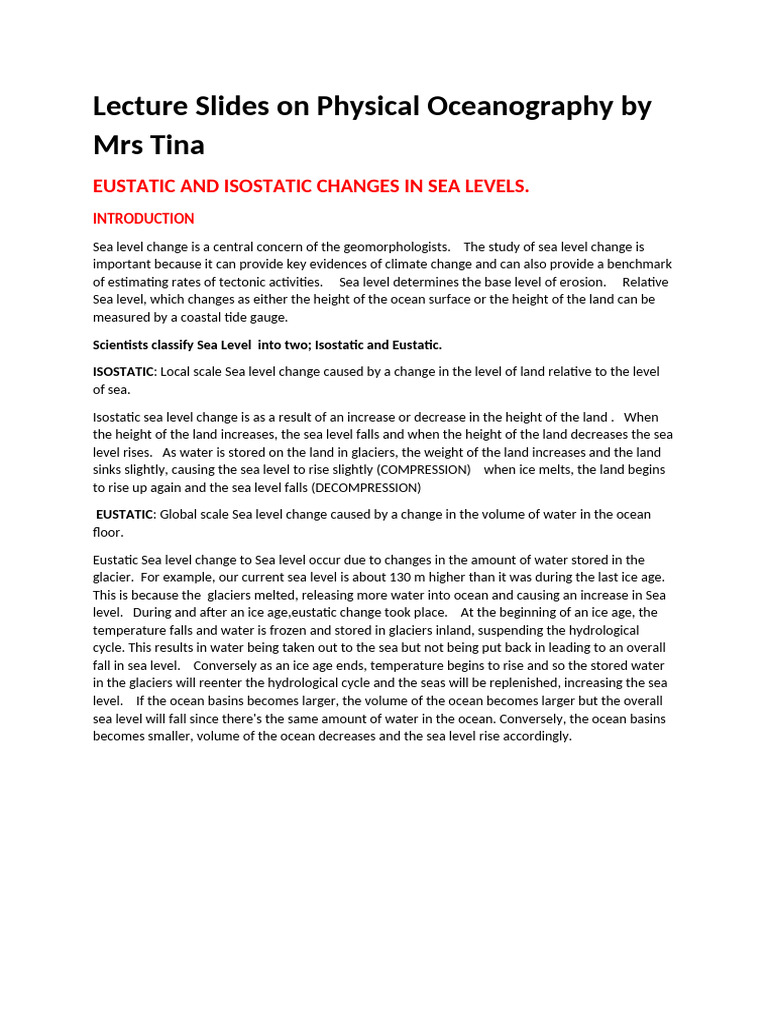 Physical Oceanography Lecture Slides | PDF | Sea Level | Sea