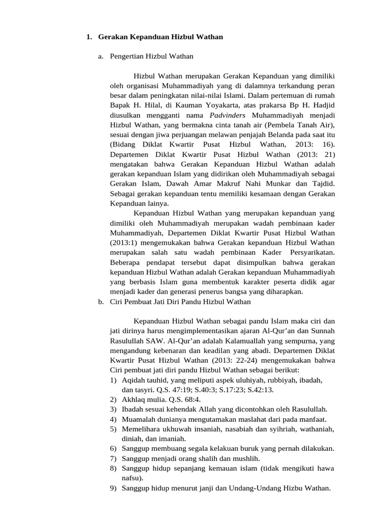 BAHAN AJAR Gerakan Kepanduan Hizbul Wathan | PDF