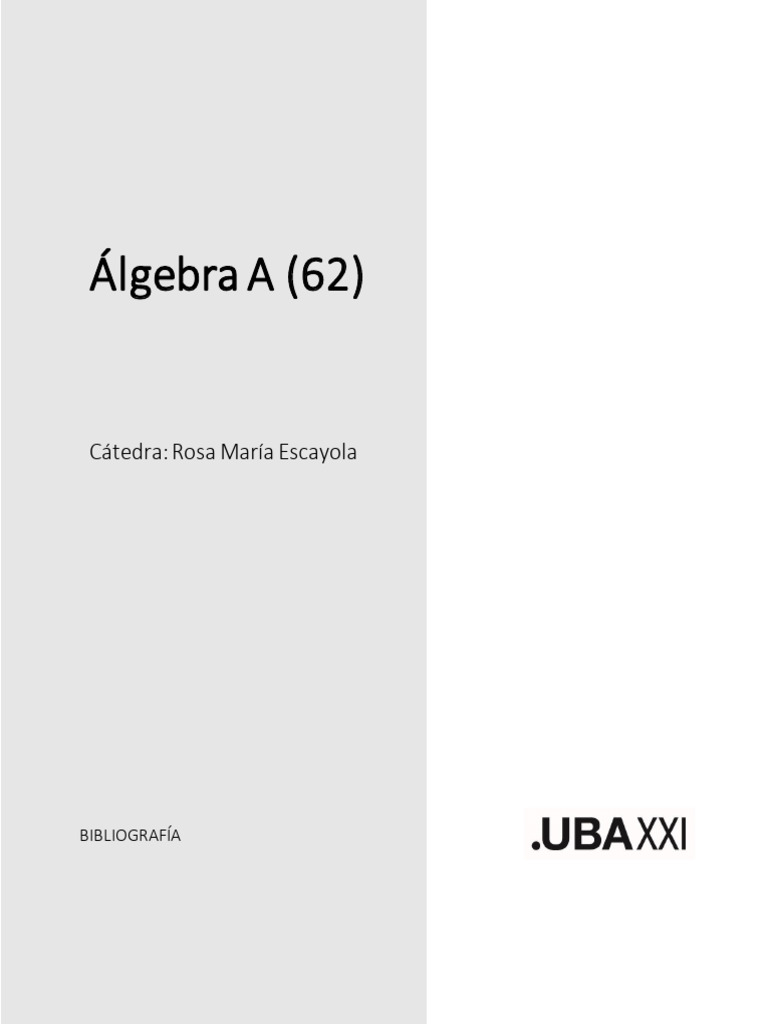 Bibliografía - Algebra - A - 2do - 2023 | PDF