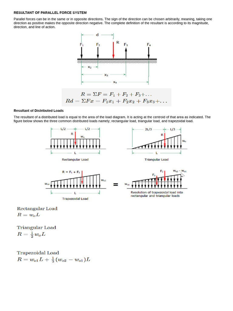Resultant of Parallel Force System | PDF