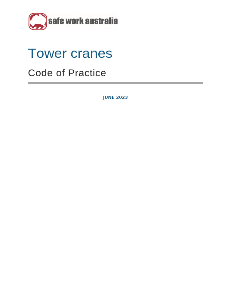 Tower Crane Model Code of Practice - June23 | PDF | Occupational Safety ...