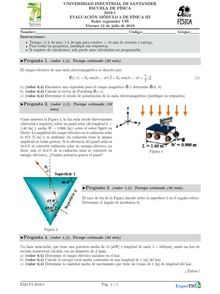 Em3 2019-1 | PDF | Ligero | Electromagnetismo