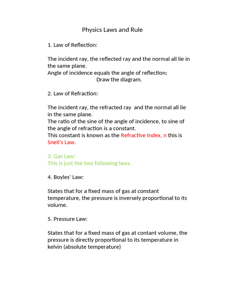 Physics Laws and Rule | PDF