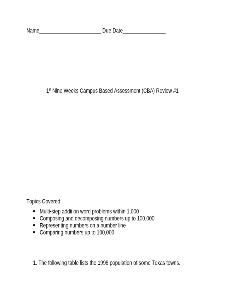 CBA 1 review-2 2 | PDF