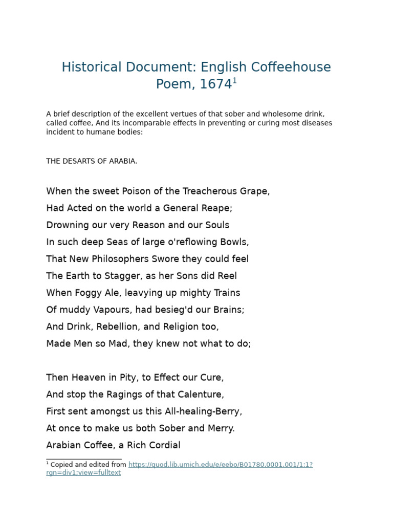 Coffeehouse Poem | PDF