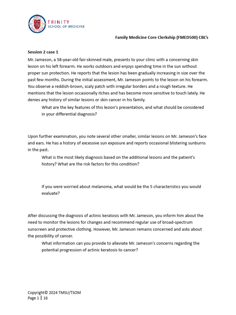 Student - FM CBLs Session 2-4 | PDF | Medical Diagnosis | Dementia