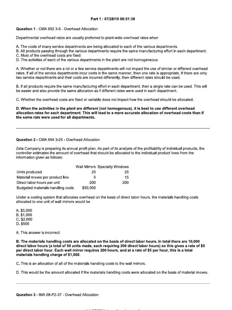 20 Overhead Allocation | PDF