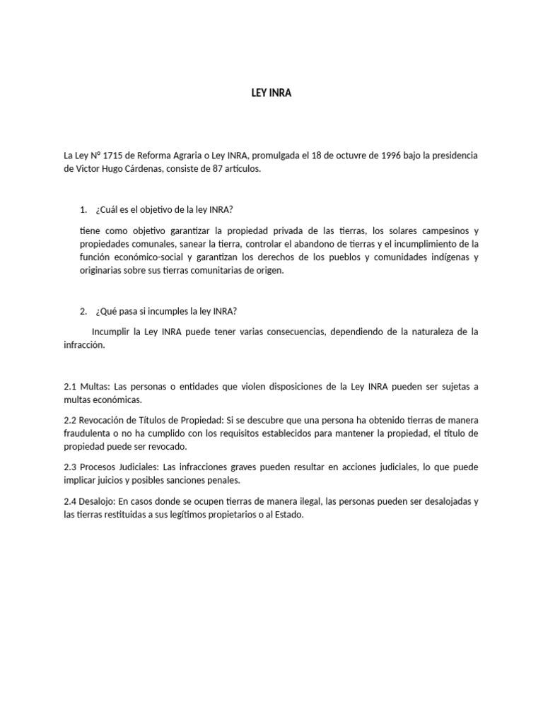 Ley Inra | PDF