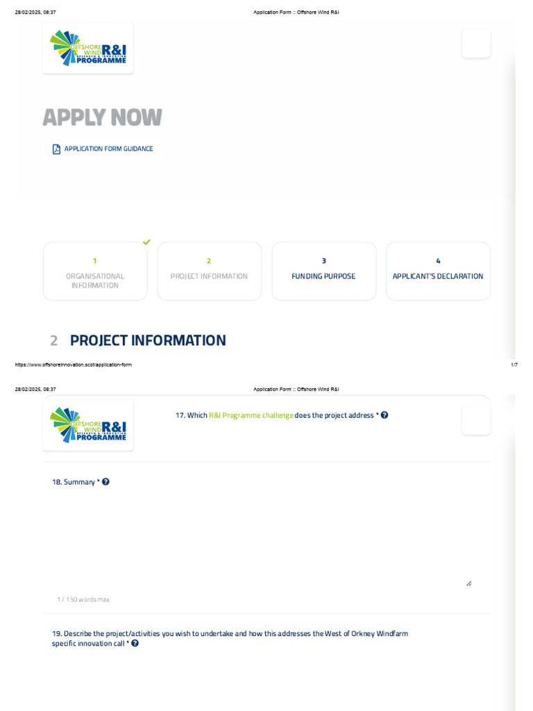 Application Form __ Offshore Wind R&I | PDF | Offshore Wind Power