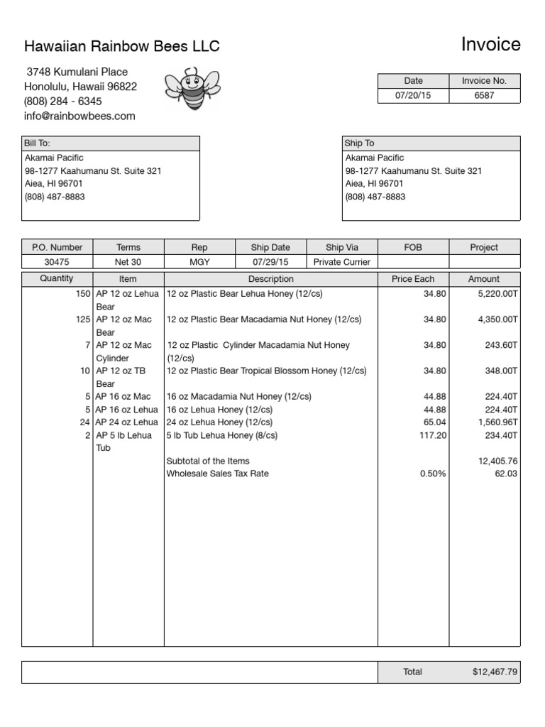 7-29-15 AP - Invoice 6587 | PDF | Trees