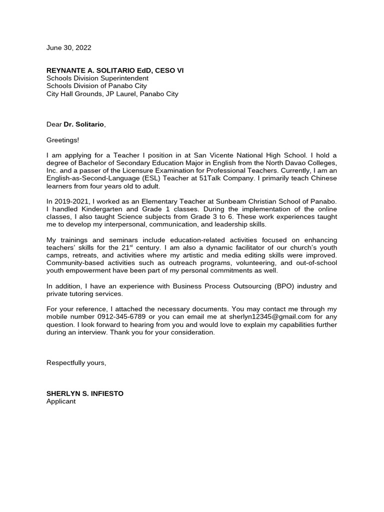 Application-letter-WORK-IMMERSION (2) | PDF