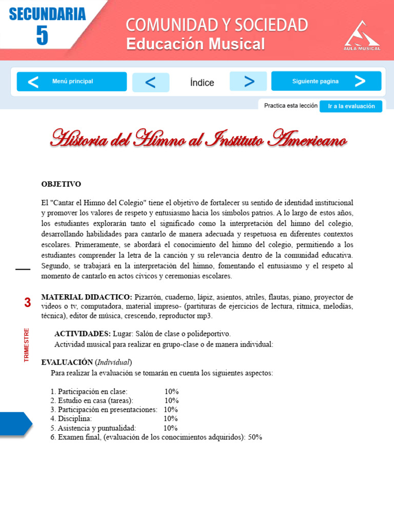 Himno Escolar: Identidad y Valores | PDF | Himnos | Ritmo