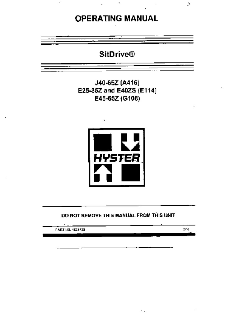 Hyster E25 40 45 Operator's Manual | PDF