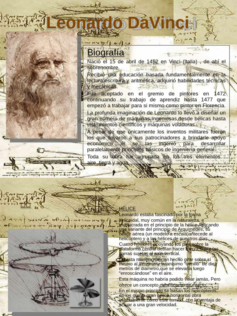 Inventos de Leonardo Da Vinci | PDF | Hélice | Engranaje