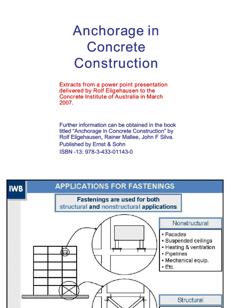 Anchorage in Concrete by Rolf Eligehausen | PDF