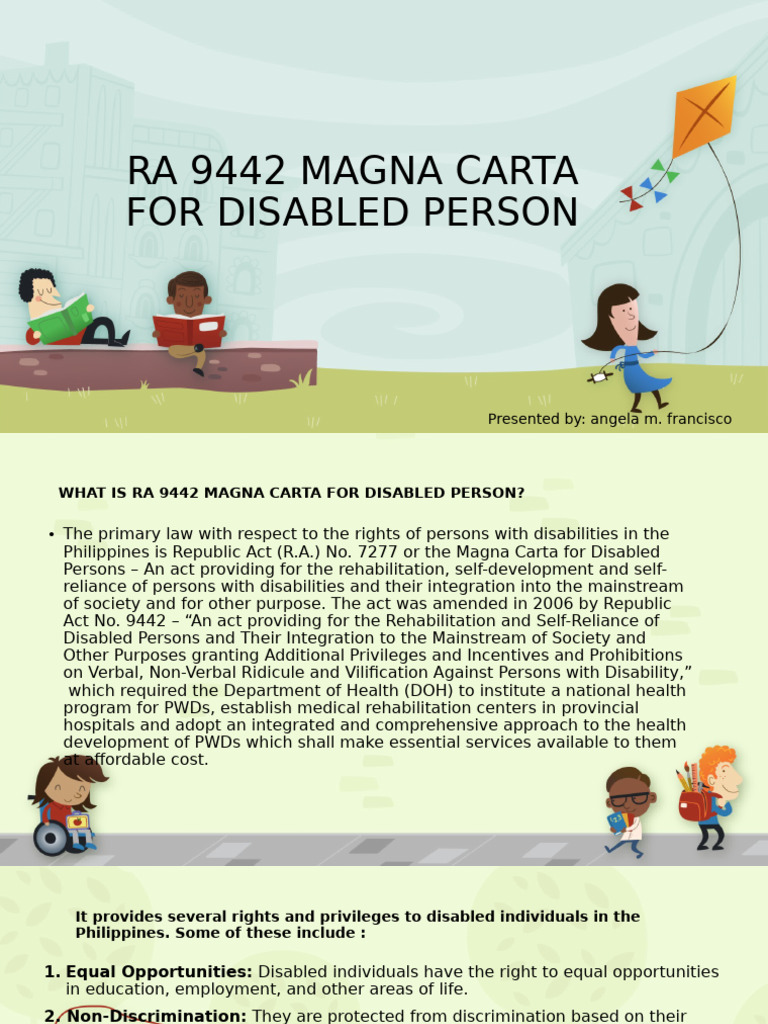 Ra 9442 Magna Carta For Disabled Person | PDF | Disability | Inclusion ...