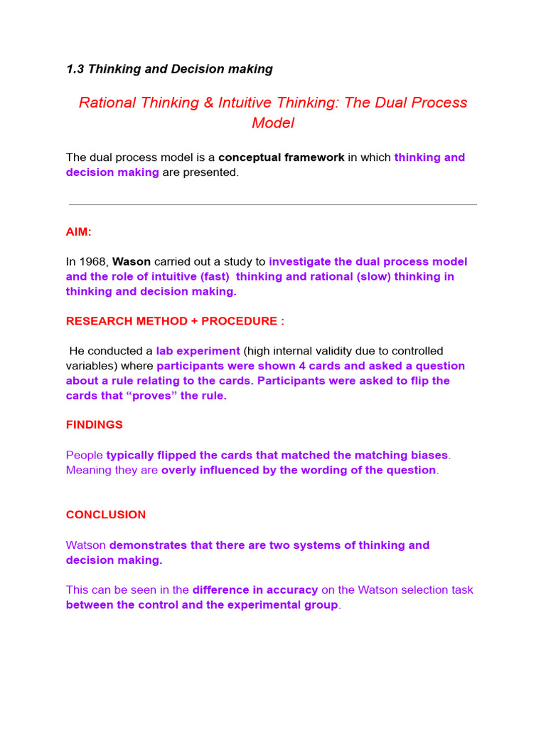 Dual Process Model in Decision Making | PDF