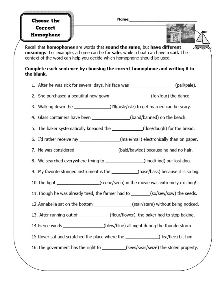 FS Choose The Correct Homophones - Homophone Worksheets | PDF