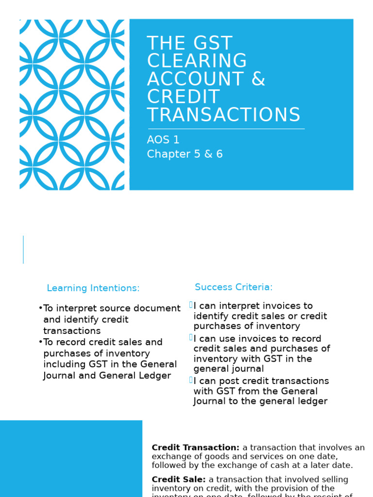 GST Clearing Account & Credit Transactions | PDF | Debits And Credits ...