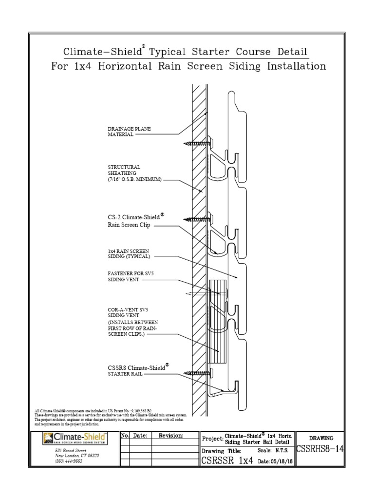 Climate-Shield Rain Screen 1x4 Starter Rail Installation Detail | PDF