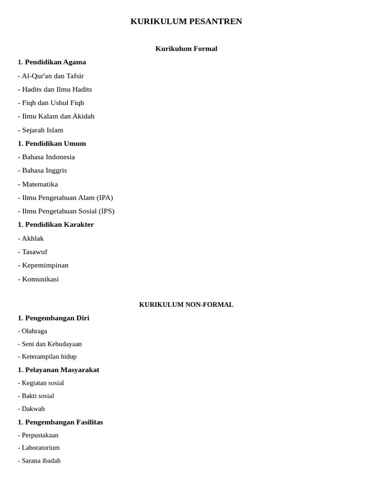 Kurikulum Pesantren Kemenag 2023 | PDF