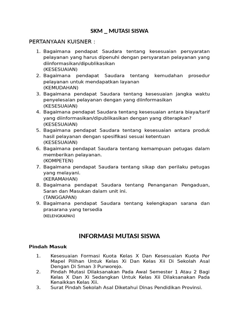 SKM - Mutasi Siswa | PDF