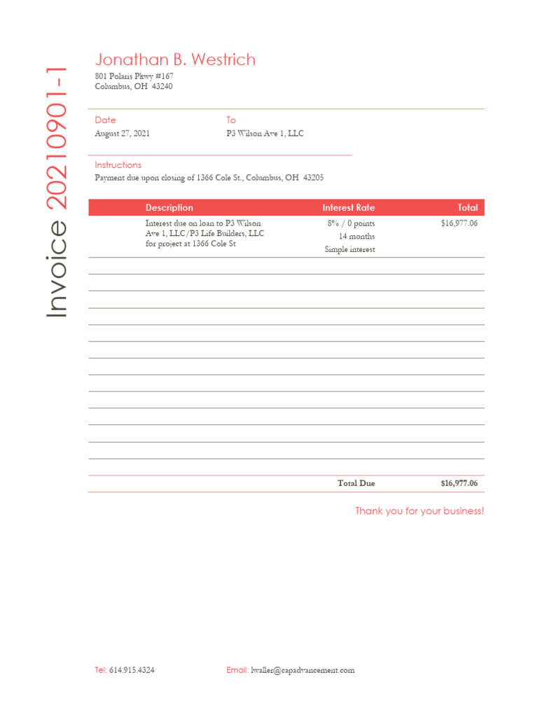 Invoice for Loan Interest Payment | PDF