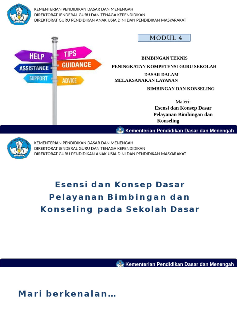 Bahan Tayang Esensi Dan Konsep Dasar Pelayanan Bimbingan Dan Konseling Pada Sekolah Dasar | PDF