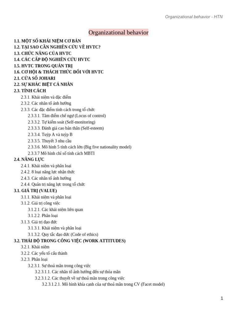 (QTR402) Note - Hành Vi T CH C | PDF