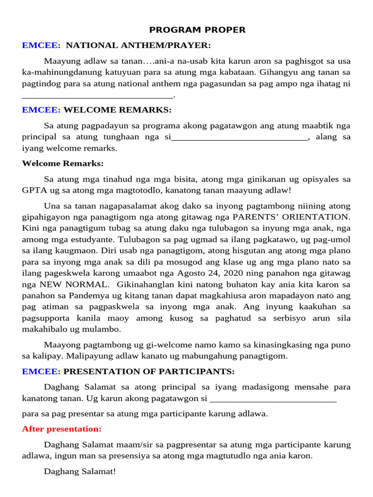 Edited Script for Program | PDF