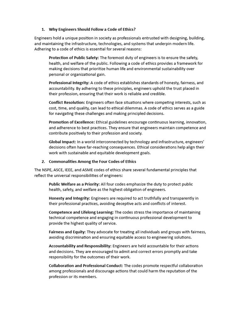 Importance of Engineering Ethics | PDF | Integrity | Sustainability