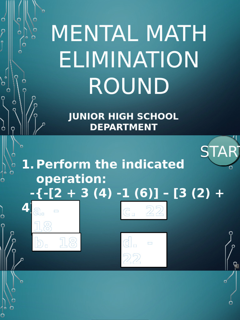 Mental Math (Elimination) JHS | PDF | Numbers | Arithmetic
